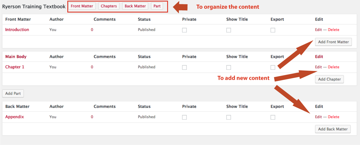 Book Structure: Parts and Chapters – Ryerson Open Textbook Authoring Guide