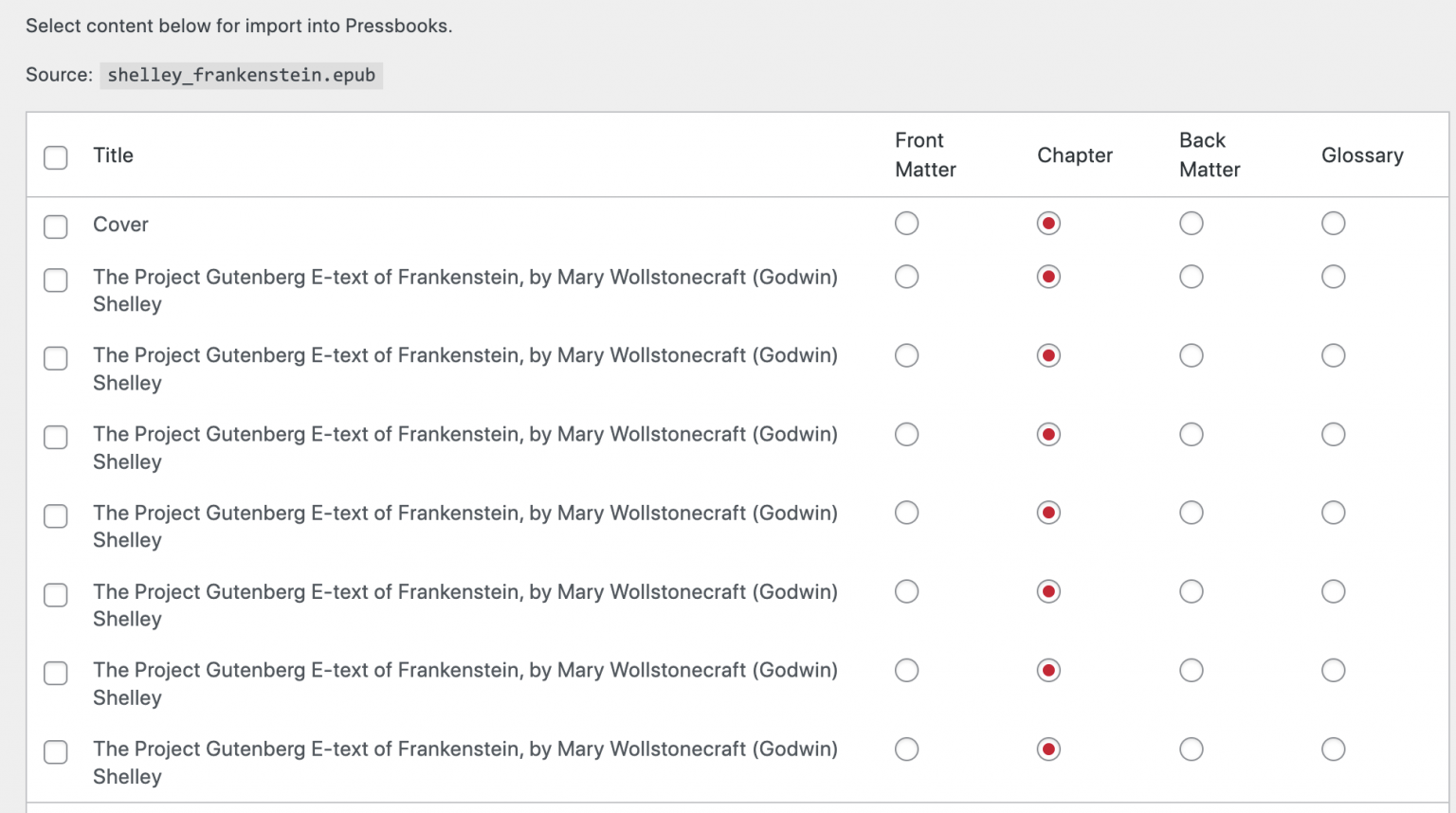 Importing Text into Pressbooks – Public Domain Core Collection Faculty ...